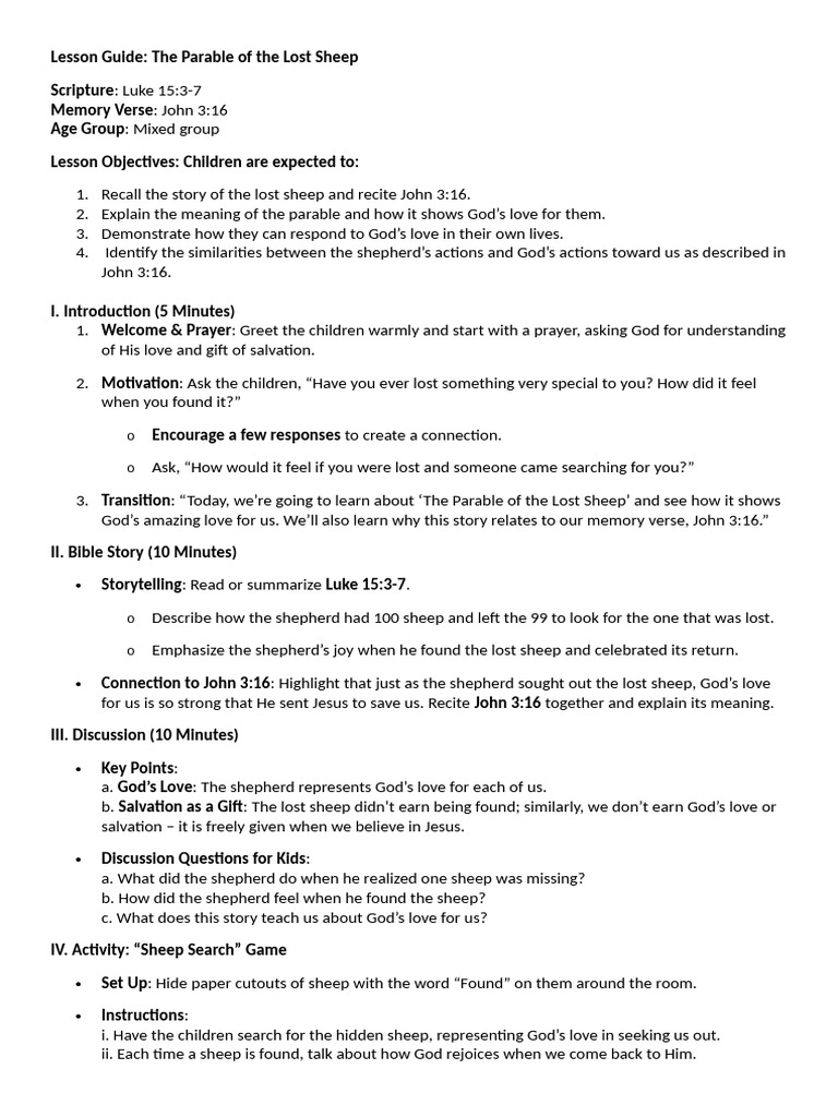 Parable of The Lost Sheep | PDF | Gospel Of John | Jesus