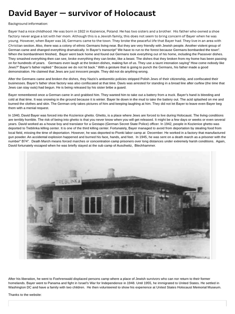 David Bayer - Survivor of Holocaust 3 | PDF | Auschwitz Concentration ...