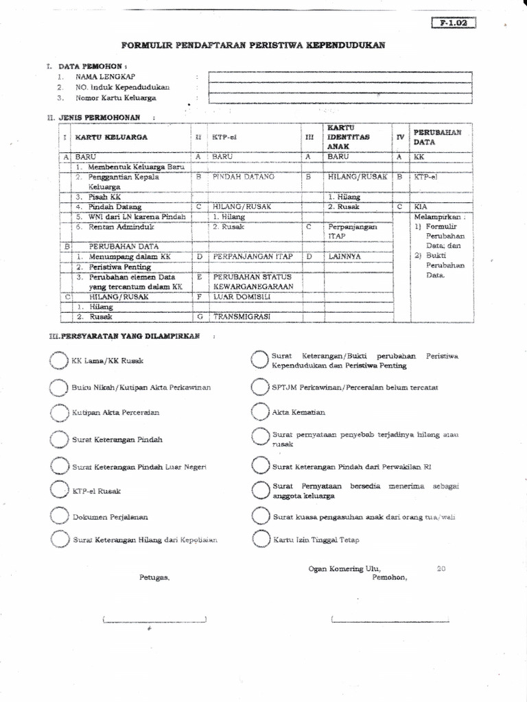 Formulir Revisi KK KTP | PDF