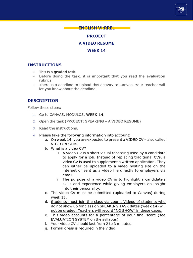 Guidelines For The Speaking Project - Evi - 2023 | PDF | Résumé | Vocabulary