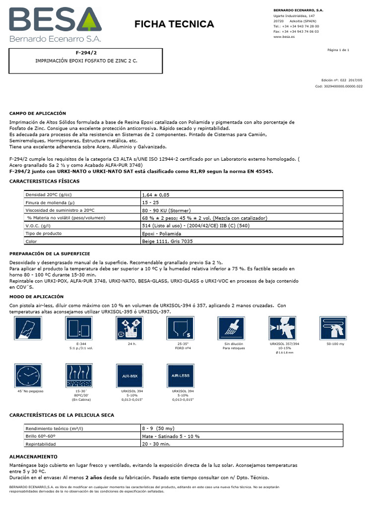 Ficha Epoxi Besa f294-2 Beige 1111 | PDF