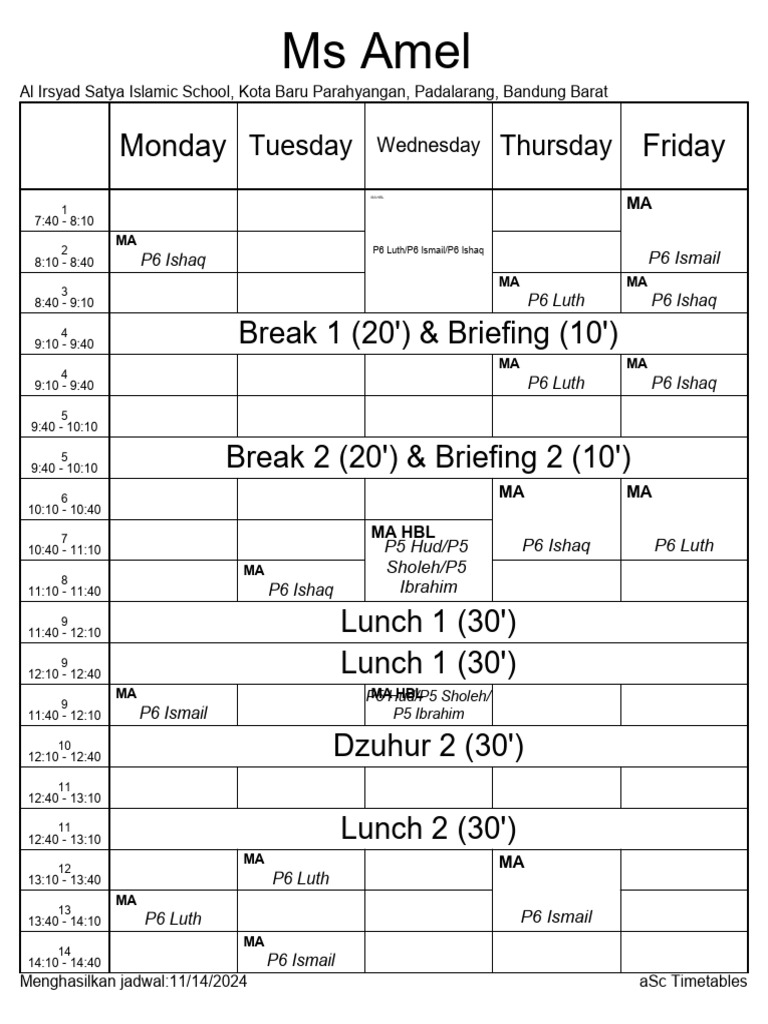 Special Schedule Week 8 Term 2-Each Teacher-Rev1 | PDF