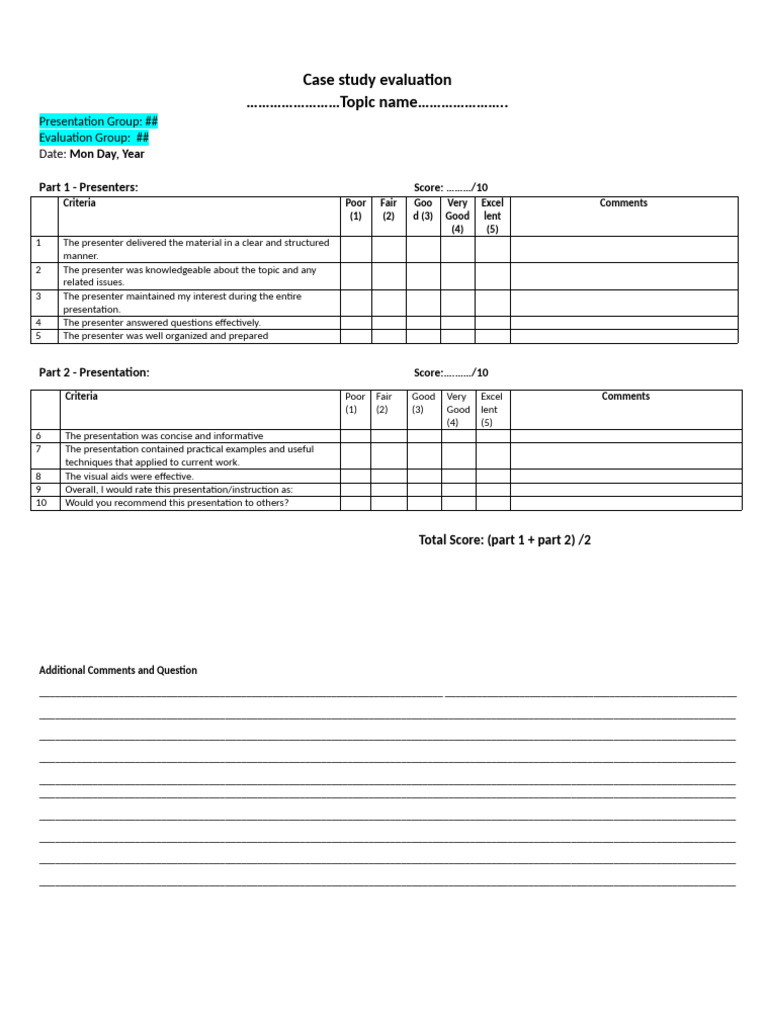 Rubric To Evaluate Case Study | PDF | Evaluation | Educational ...