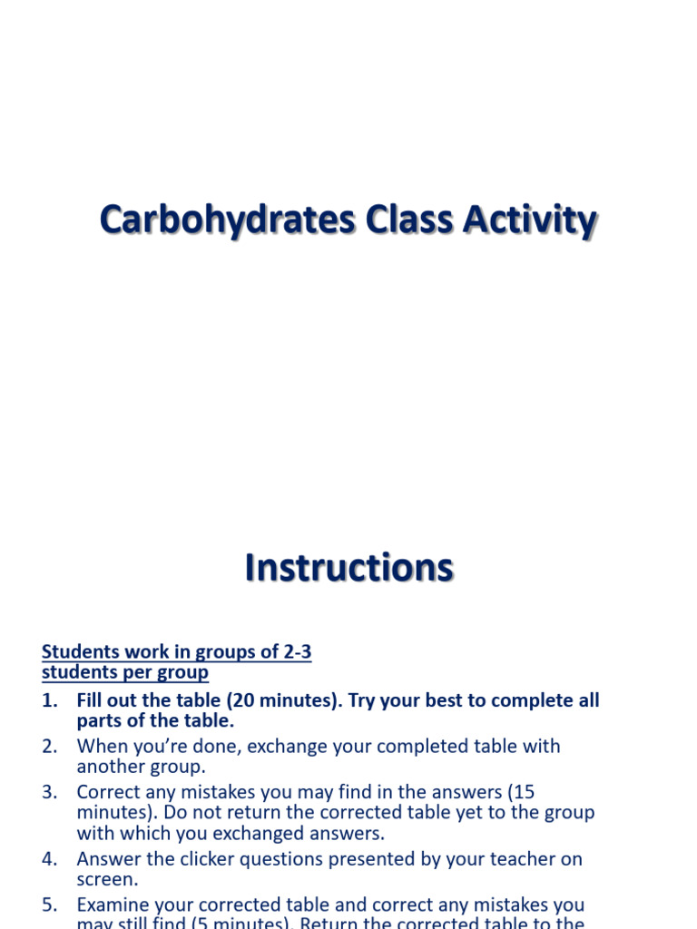 Carbohydrates and Lipids Class Activity With Answers | PDF ...
