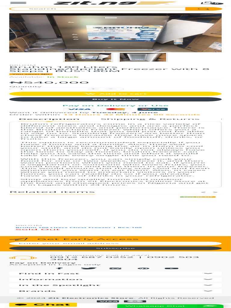 Bruhm 180 Liters StandingUpright Freezer With 8 Steps BUS-180M - Zit Electronics Store | PDF ...