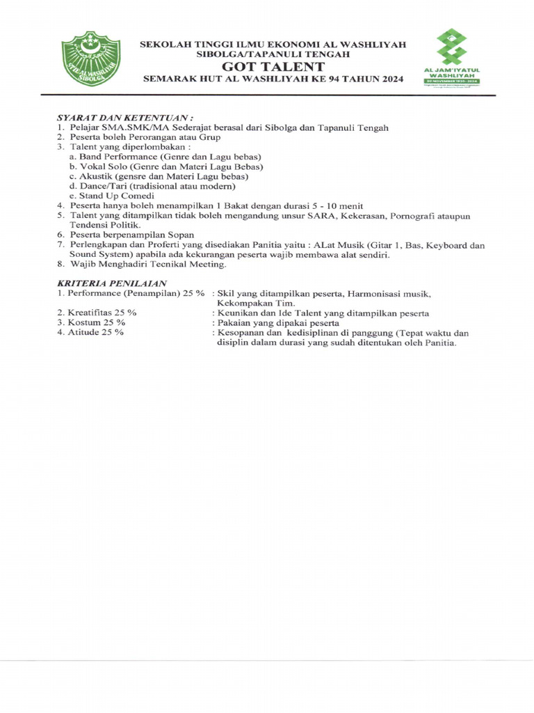 Formulir Lomba Got Talent | PDF