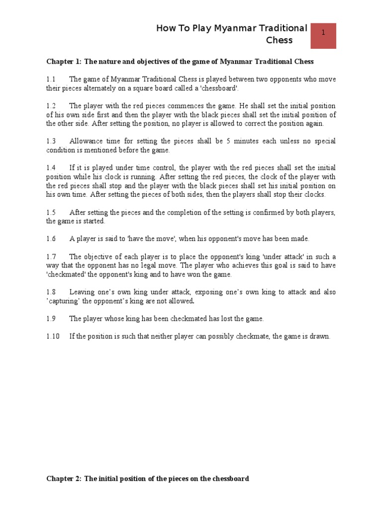 Myanmar Traditional Chess Guide | PDF | Chess Strategy | Board Games