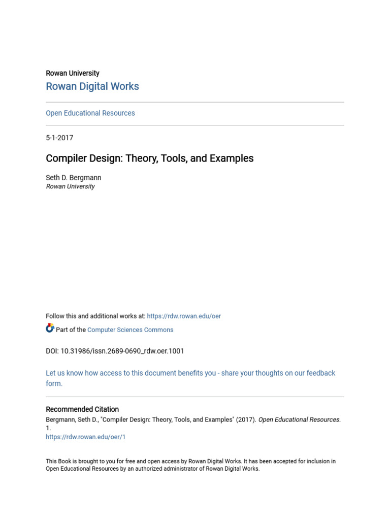 Compiler Design - Theory Tools and Examples | PDF | Compiler | Computer ... Compiler Design - Theory Tools and Examples | PDF | Compiler | Computer ...