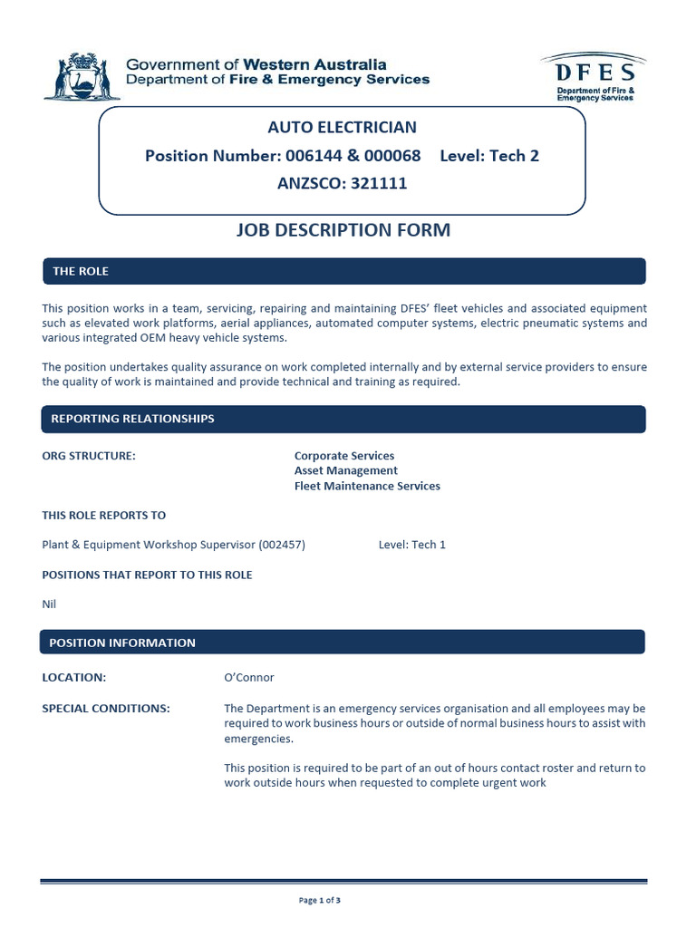 Auto Electrician JDF | PDF | Electrician | Occupational Safety And Health