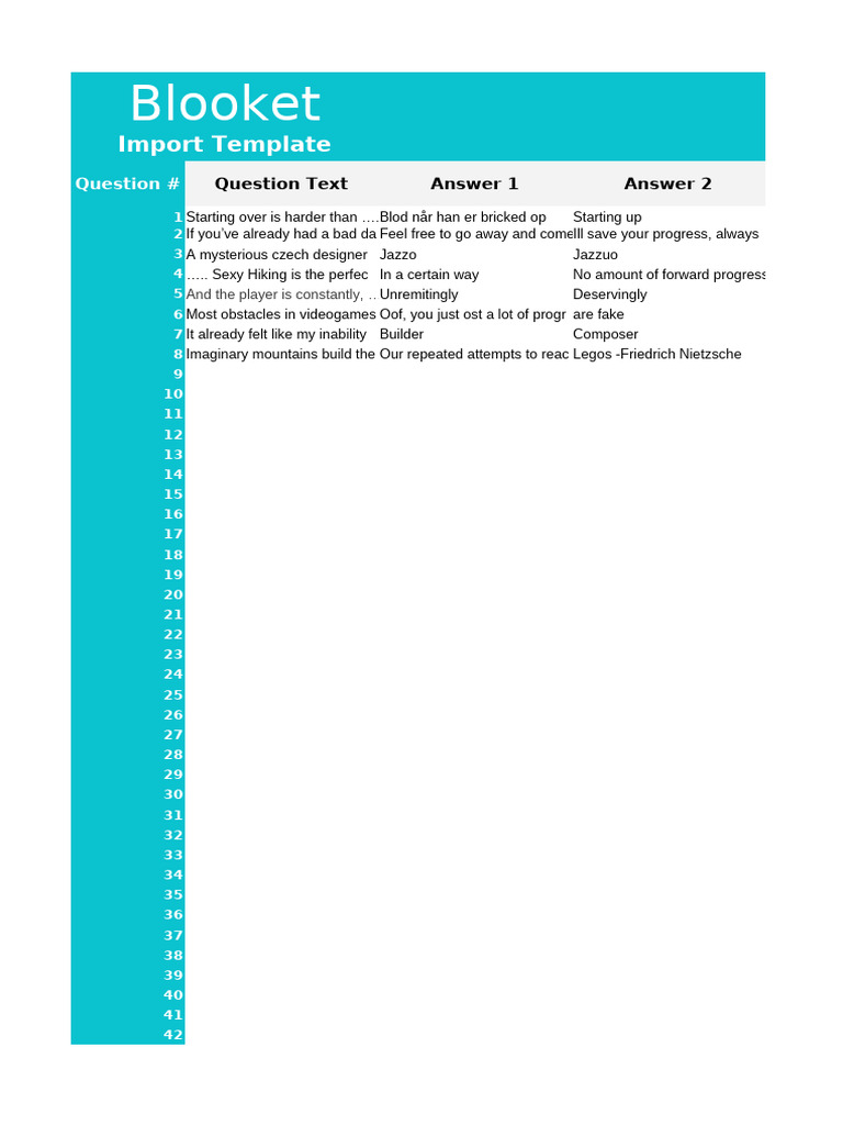 Blooket Spreadsheet Import Template-CRBqcEp3 | PDF | Lego