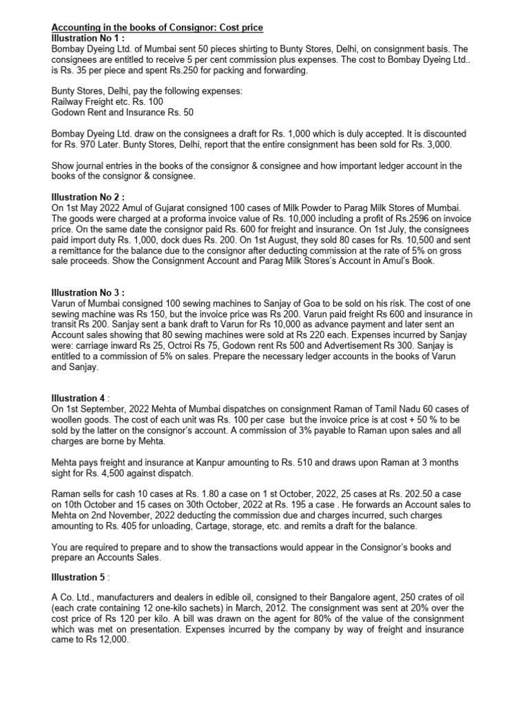 Consignment Questions 2 | PDF | Expense | Insurance