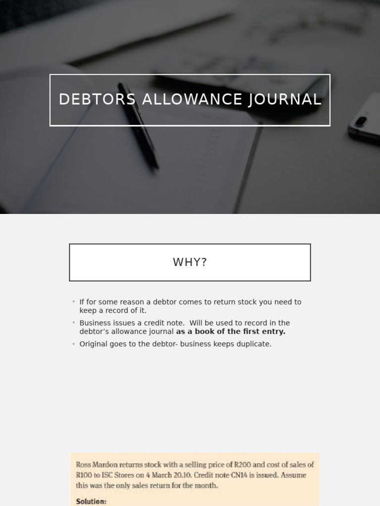 Debtors Allowance Journal Grade 9 | PDF | Business | Law