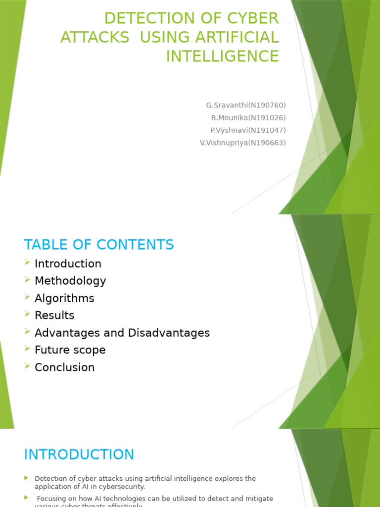 Detection of Cyber Attacks Using Artificial Intelligence | PDF | Support Vector Machine ...