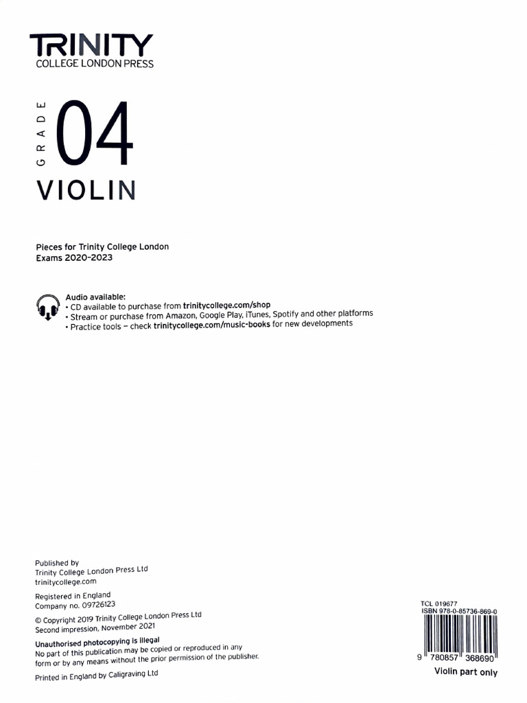 Trinity Violin Grade 4 - 2020-23 Part-2 | PDF | Monopoly (Economics) | Copyright Law