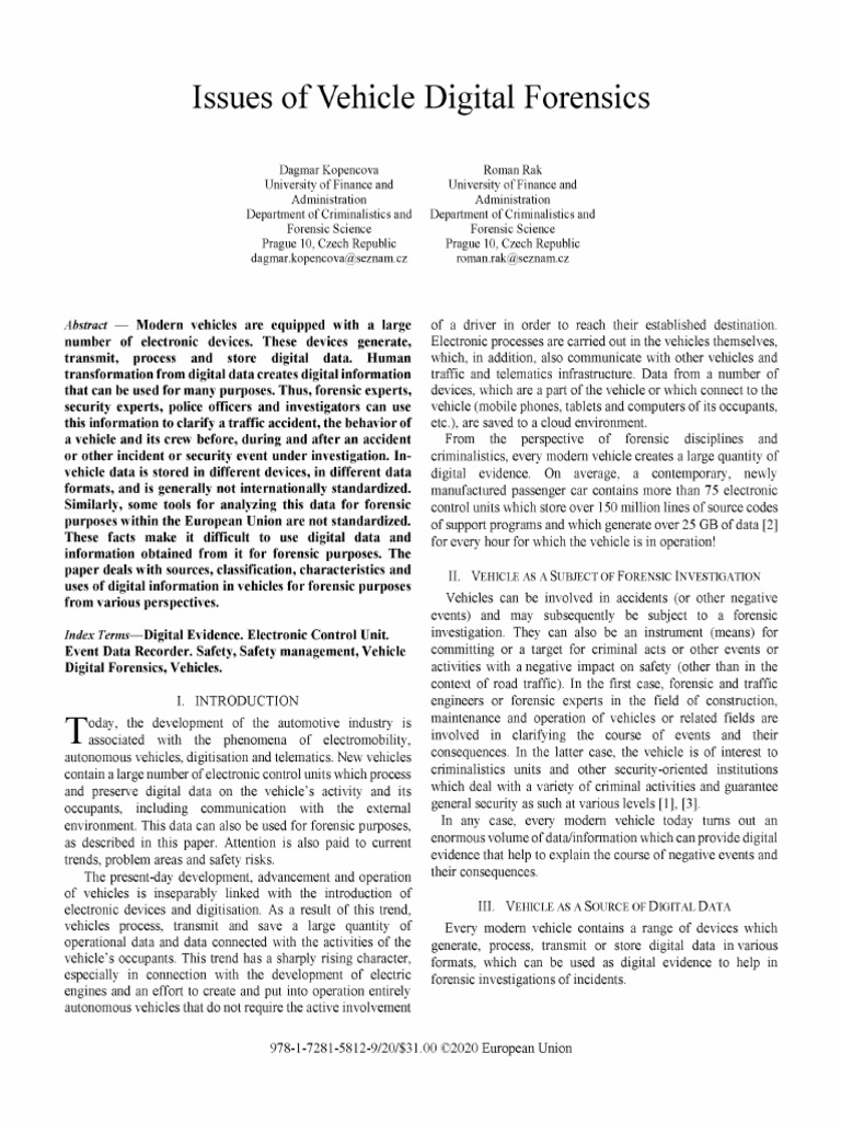 Issues of Vehicle Digital Forensics | PDF | Vehicles