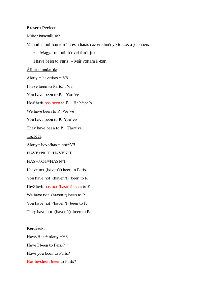 Present Perfect | PDF | Foreign Language Studies