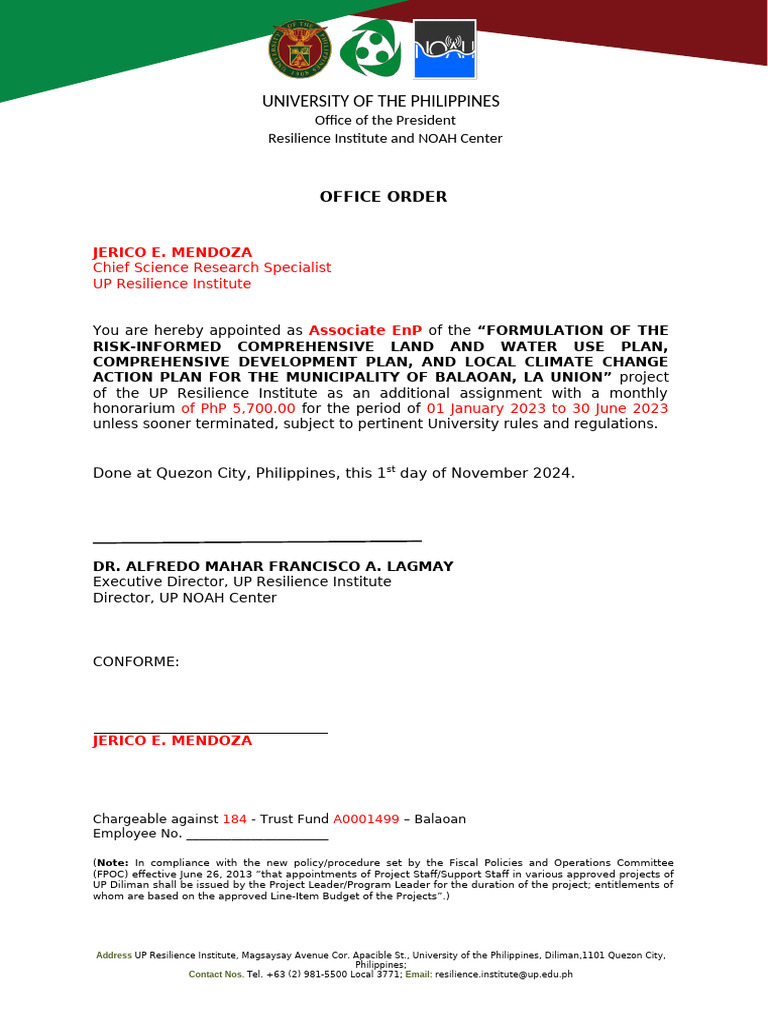 Office Order Template | PDF | Wellness | Science & Mathematics