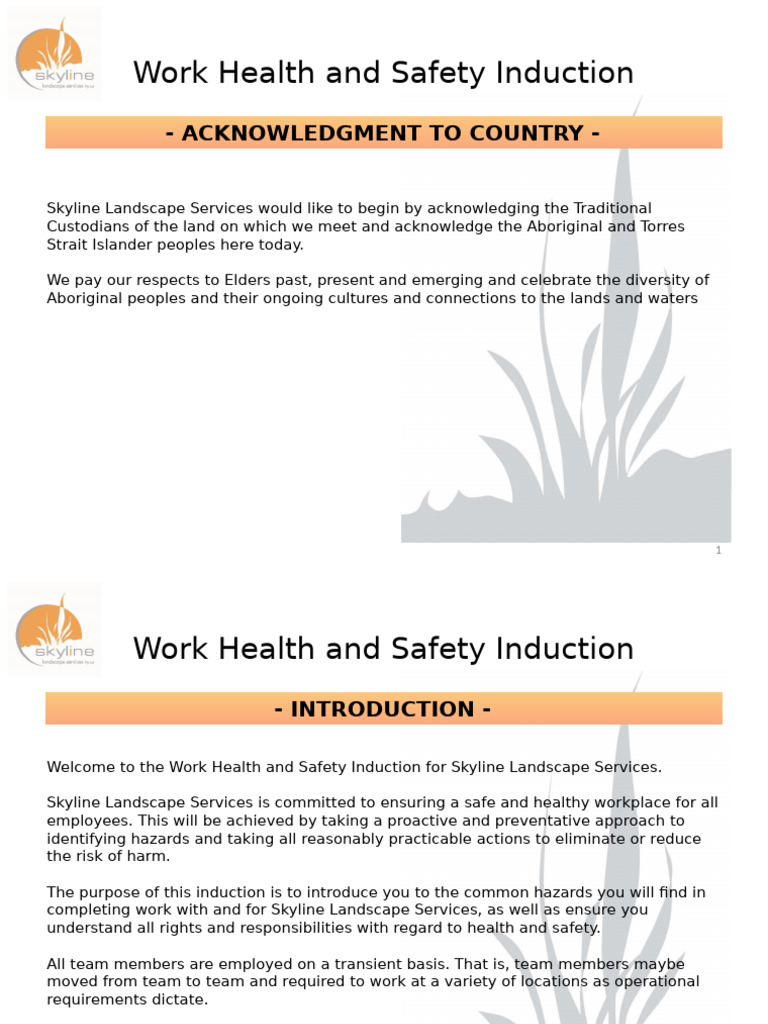 Work Health and Safety Induction | PDF | Occupational Safety And Health ...