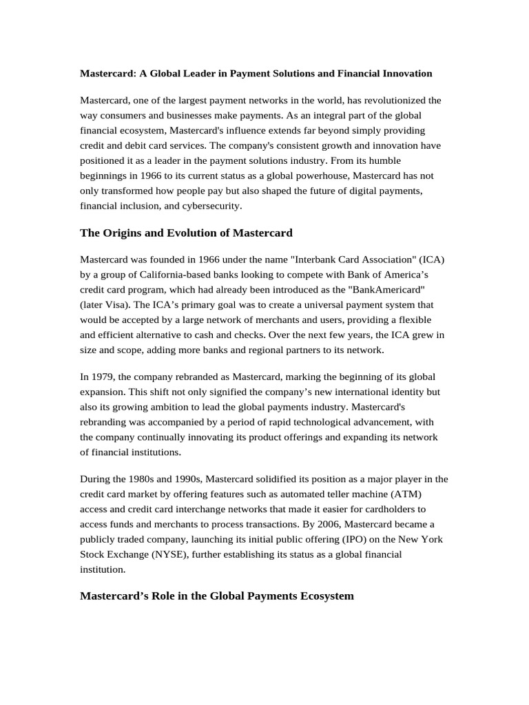 Mastercard As A Great Investment | PDF | Master Card | Payments