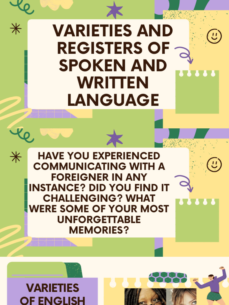 Varieties and Registers of Spoken and Written Language | PDF | English ...