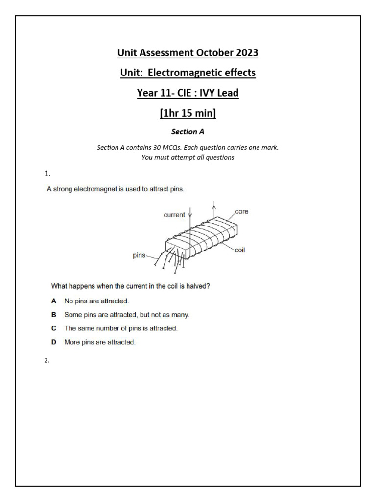 Yr 11 CIE Unit Assessment October 2023 | PDF | Teaching Methods & Materials | Technology ...