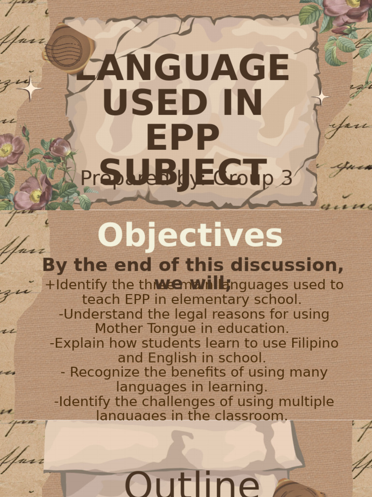 Language Used in EPP Subject | PDF | First Language | Second Language