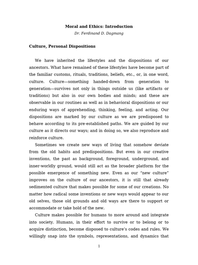 Morals_Ethics Intro | PDF | Autonomy | Traditions