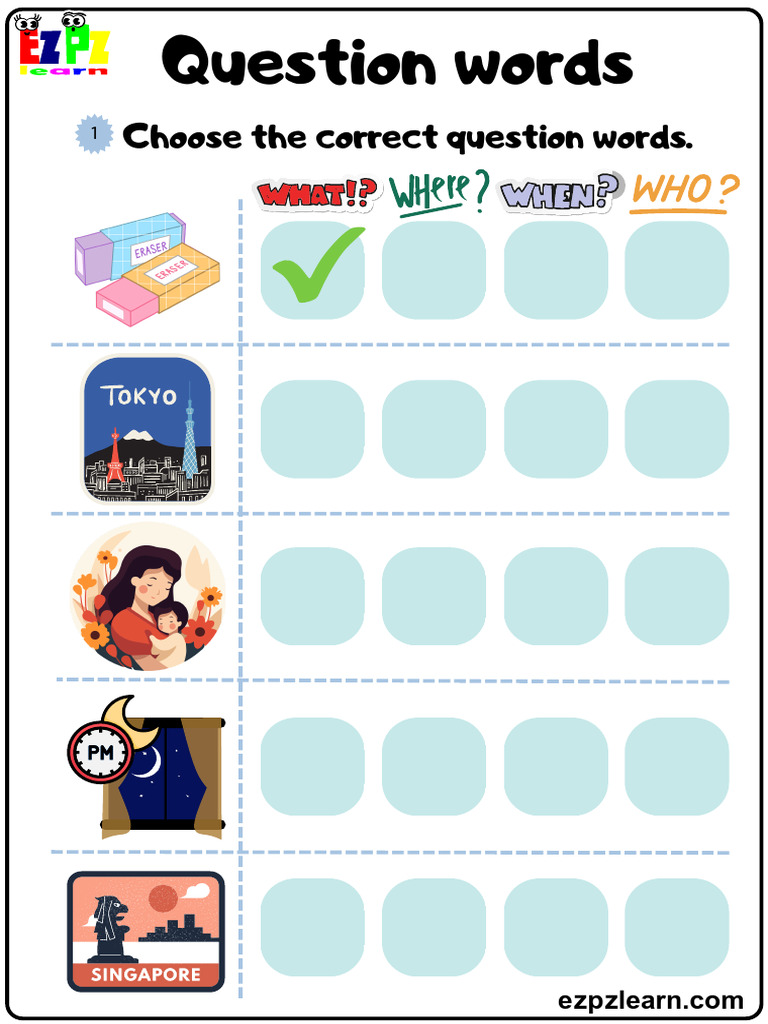 Question Words Look at The Image and Choose The Correct Words Grammar ...