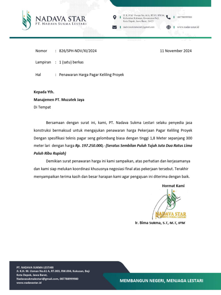 Penawaran Harga Pagar Seng Proyek | PDF