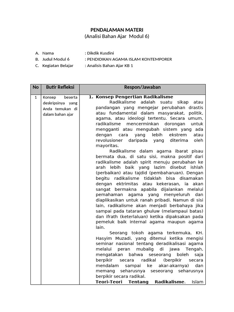 Analisis Bahan Ajar Modul 6 Benar | PDF