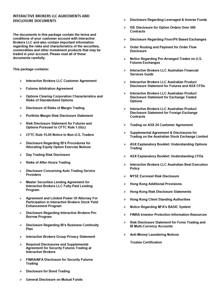 IB LLC Agreements and Disclosure Package | PDF | Foreign Exchange ...