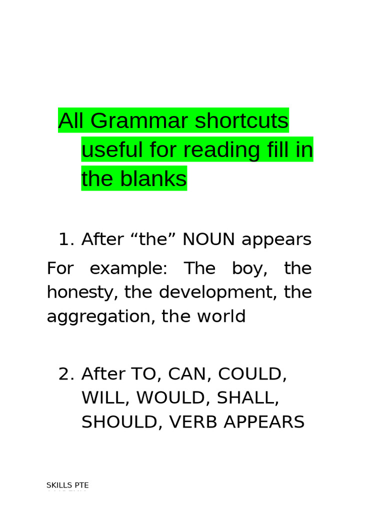 PTE Grammar Tips for Test Takers | PDF | Noun | Verb
