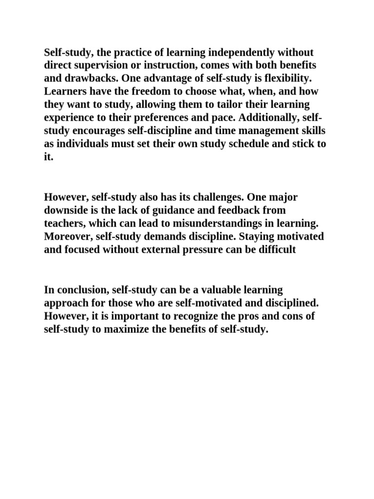 Advantages and Challenges of Self-Study | PDF | Self-Improvement | Lifestyle