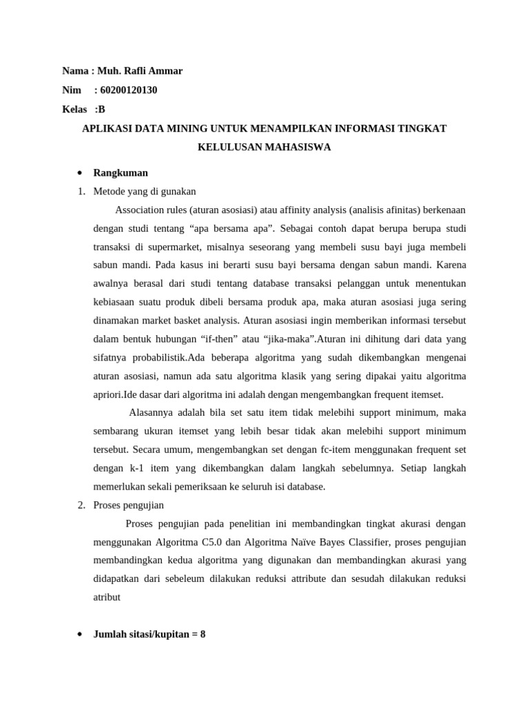 Aplikasi Data Mining Untuk Menampilkan Informasi Tingkat Kelulusan ...