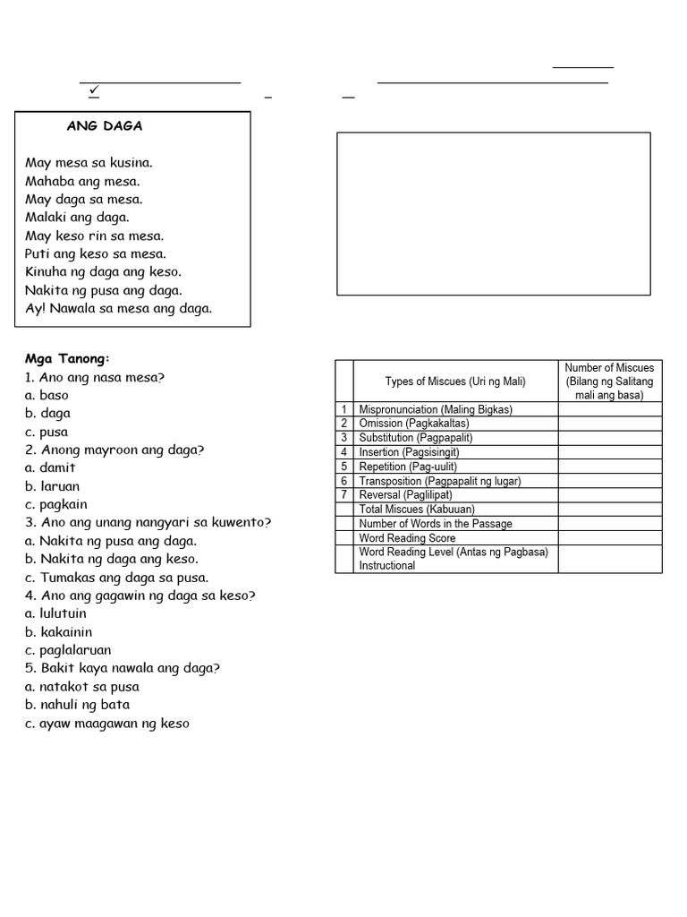 Individual Graded Passages in English and Filipino | PDF