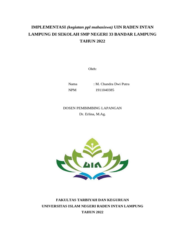 Laporan Induvidu PPL - M. Chandra Dwi Putra | PDF