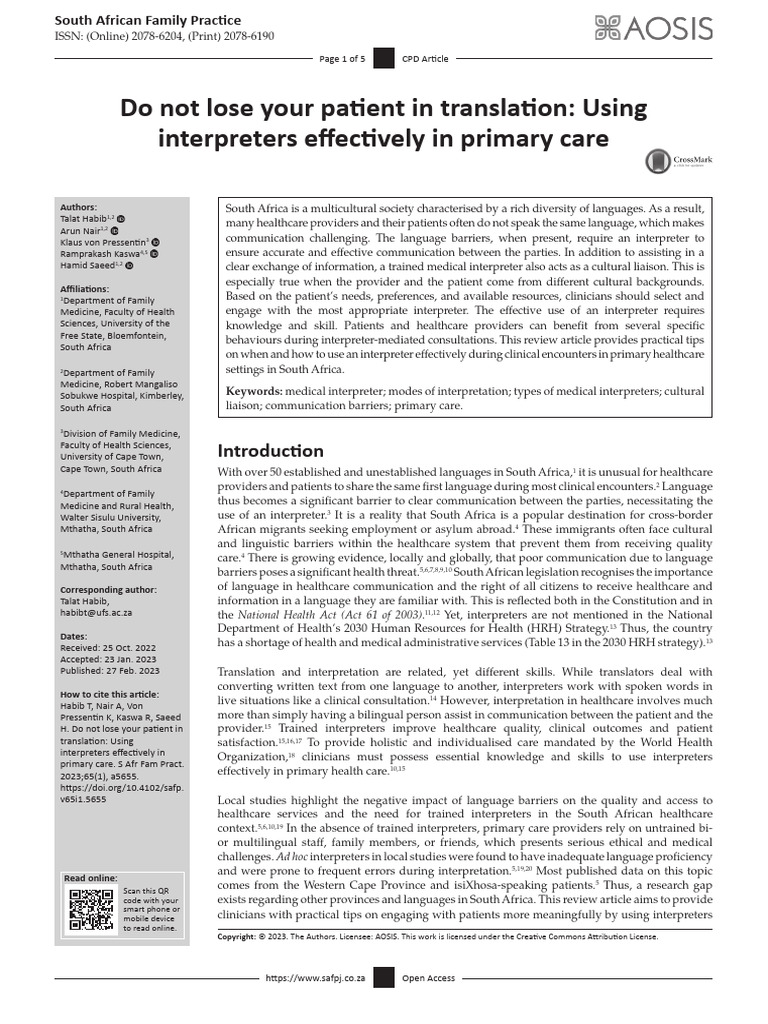 Do Not Lose Your Patient in Translation - Using Interpreters ...