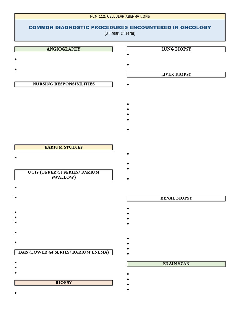 Oncology Diagnostic Procedures Guide | PDF | Clinical Medicine ...
