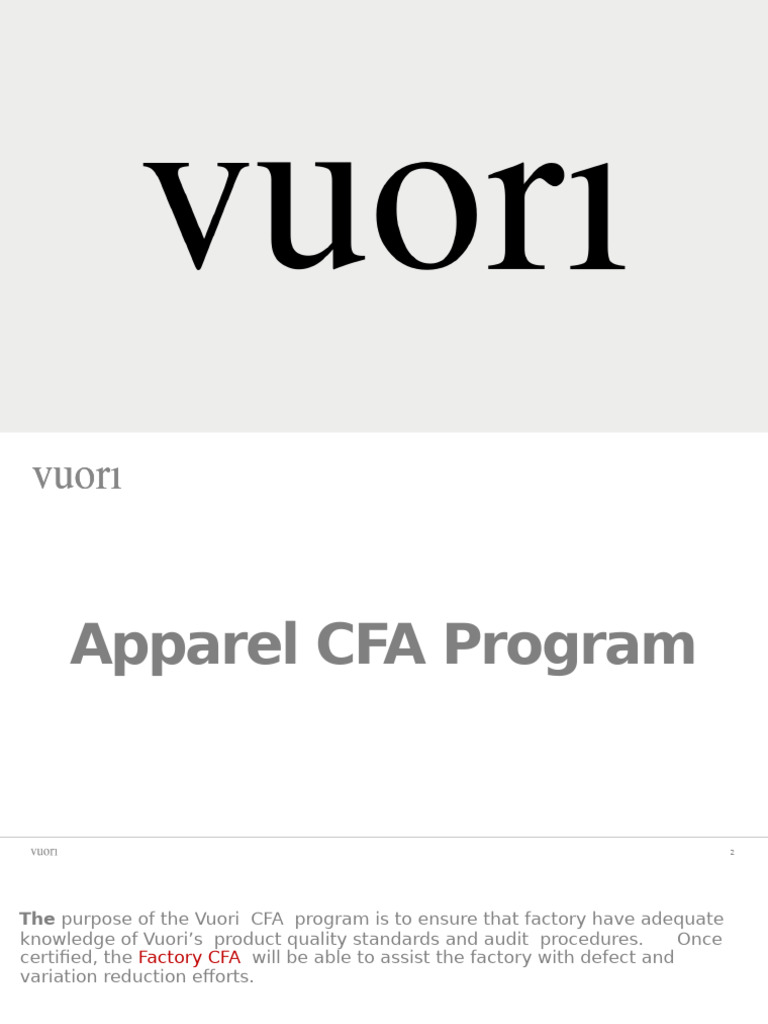 Vuori Apparel CFA Program Guide | PDF