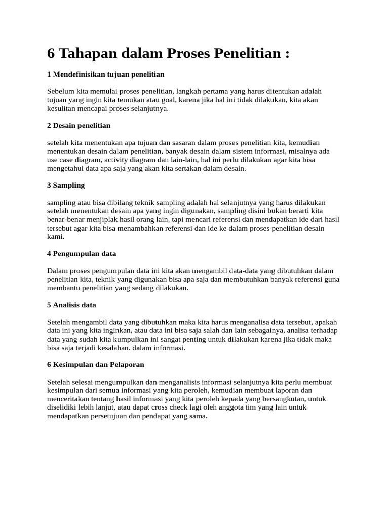 6 Tahapan Dalam Proses Penelitian | PDF