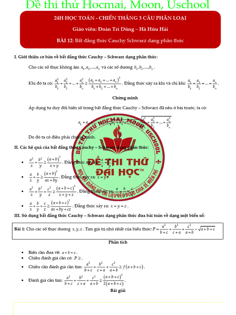 BDT. 4 Cauchy-Schwarz Dang Phan Thuc | PDF