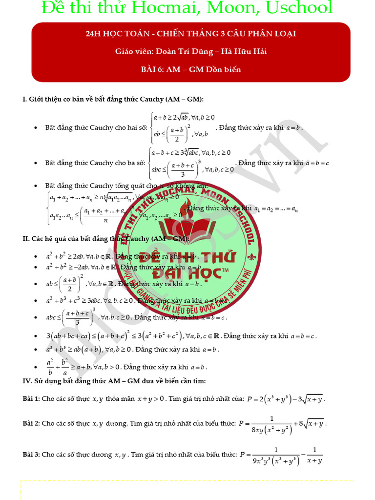 BDT. 2 AM-GM Va Ky Thuat Don Bien | PDF