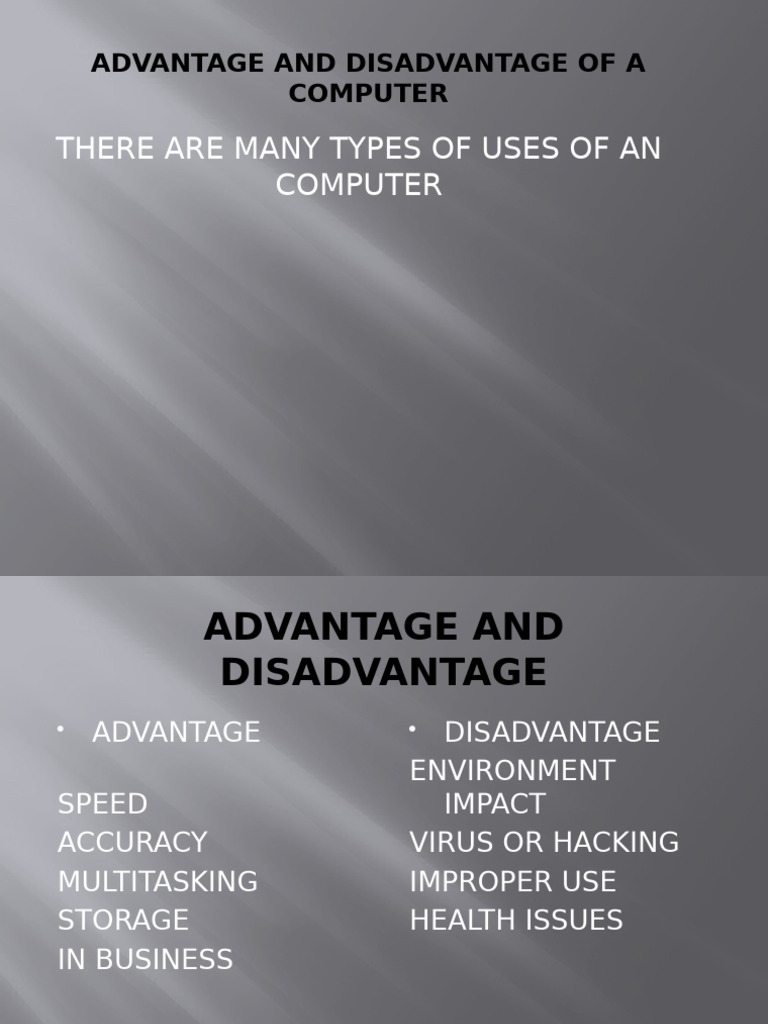 Advantage and Disadvantage of A Computer | PDF