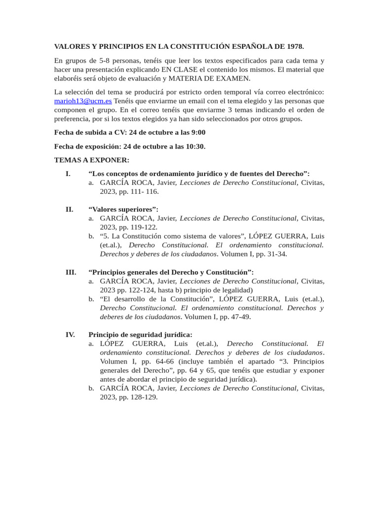 Trabajo Sobre Principios y Valores Constitucionales | PDF | Ley ...