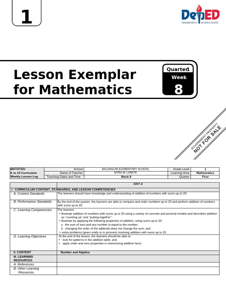 LE Math1 Q1 Wk8 Revised - pdf-d3-4 | PDF | Learning | Cognitive Science