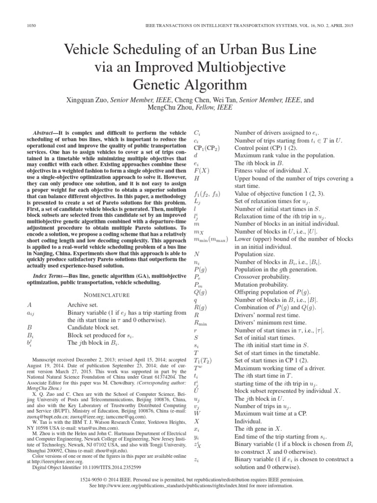 Vehicle Scheduling Of An Urban Bus Line Pdf Mathematical Optimization Systems Analysis 