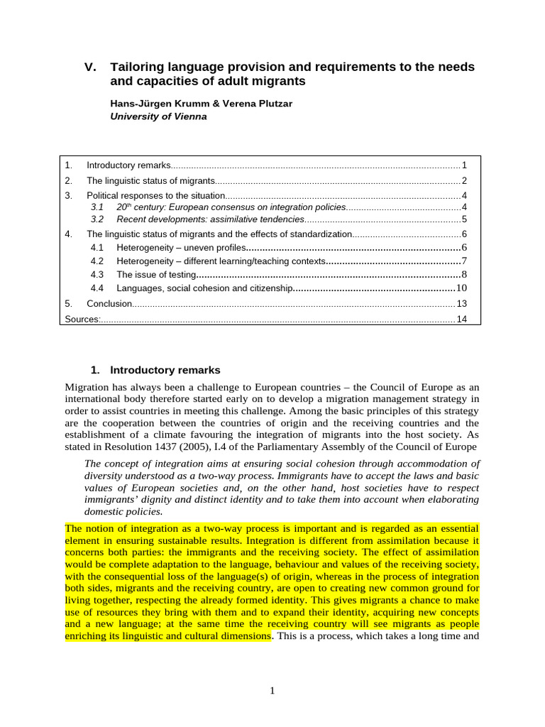 Migrant Language Integration Strategies | PDF | Second Language ...