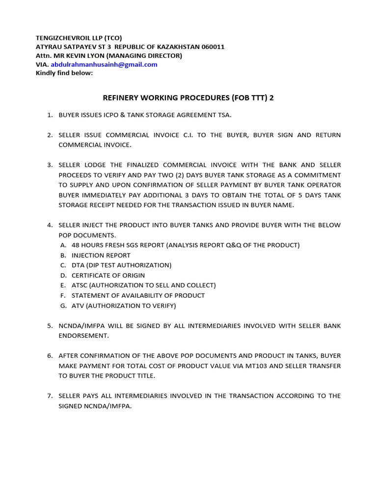 Tengizchevroil LLP Fob TTT 2 | PDF | Law