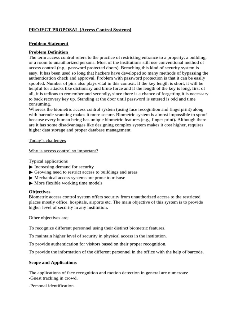Project Proposal | PDF | Access Control | Security