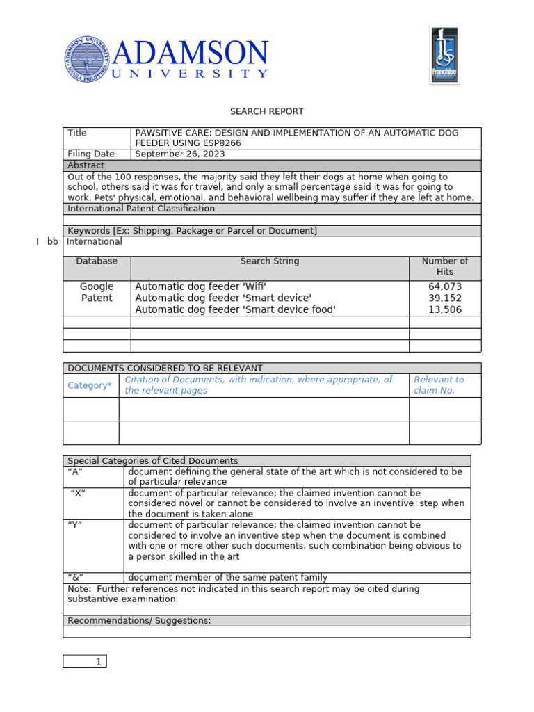 Patent Search Report Template 1 | PDF